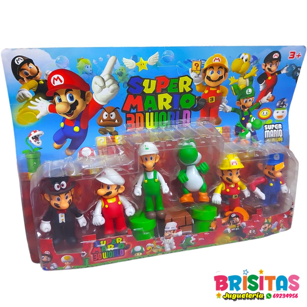Super Mario Bross 3D 6 Personajes Blister – Juguetería Brisitas