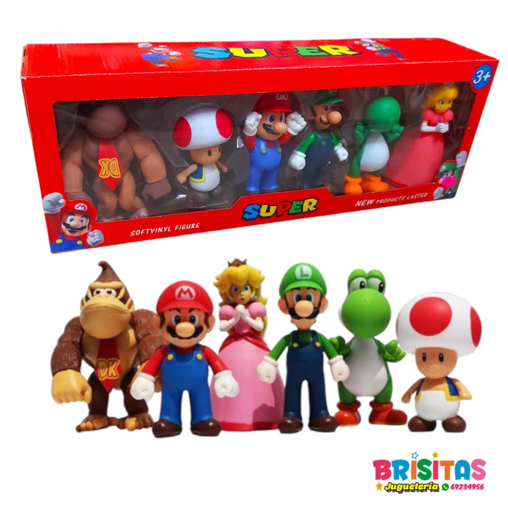 Mario Bross 7 Personajes de Goma – Juguetería Brisitas