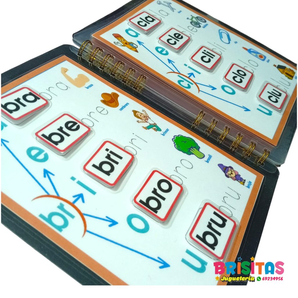 Libro de aprendizaje Sílabas Trabadas con Velcro – Juguetería Brisitas